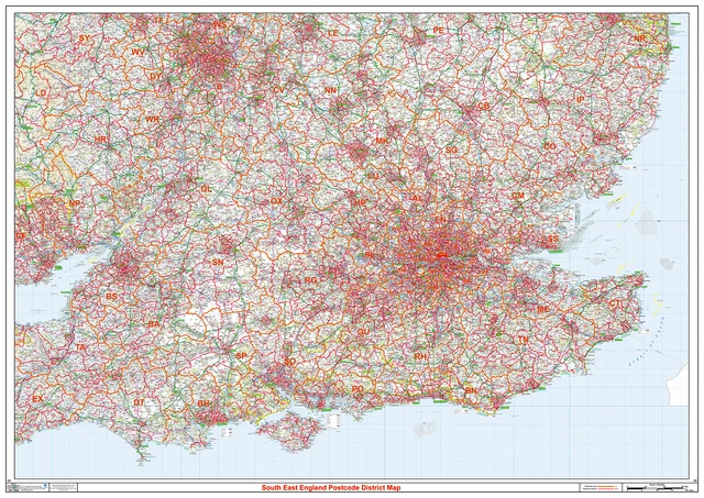 SOUTH EAST ENGLAND Postcode Districts, Map of SE England Postcodes £28. ...