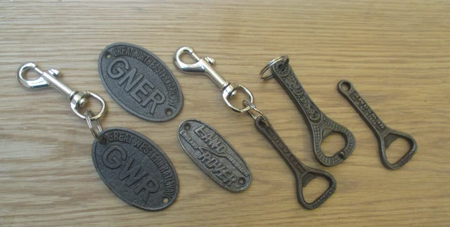 VINTAGE OLD ANTIQUE Style Cast Iron Keyrings Key Ring/Plaque/Opener ...