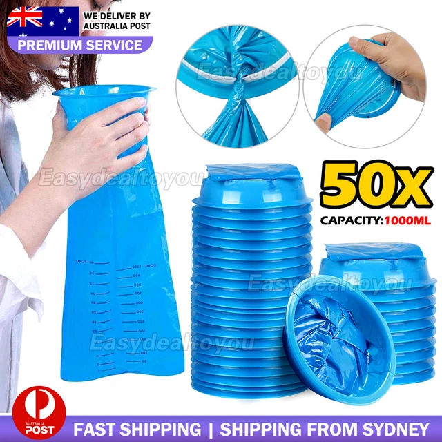 50 SICK BAGS Vomit Bags Emesis Calibrated 1 Litre Infection Control ...