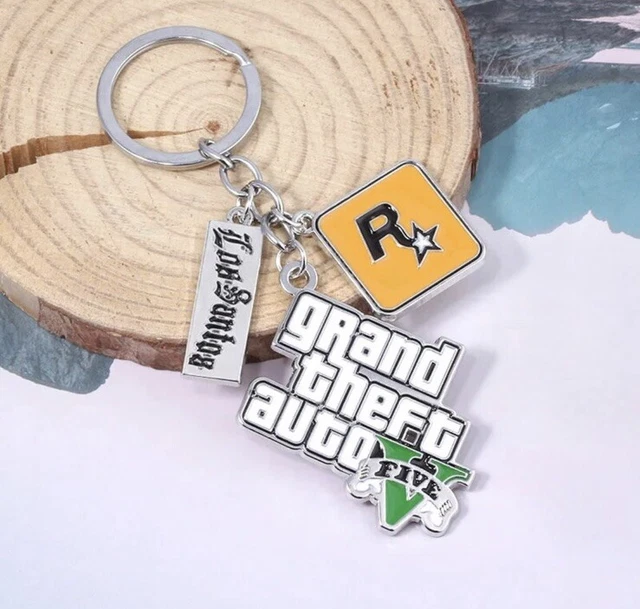 GRAND THEFT AUTO Logo Keyring GTA 5 Los Santos Rockstar Chain Steel 🇬🇧 ...