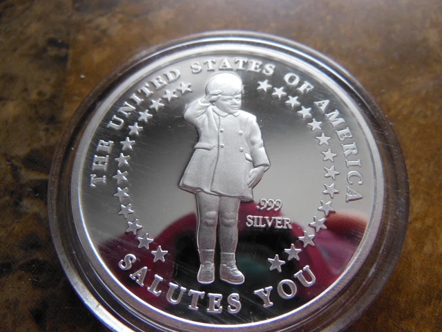 RARE 1960-1999 JOHN F Kennedy JFK Jr USA Salutes You 999 1 oz Silver ...