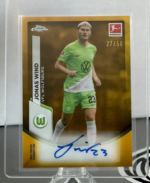2023-24 TOPPS CHROME Bundesliga Jonas Wind auto réfracteur or #d/50 BCA ...