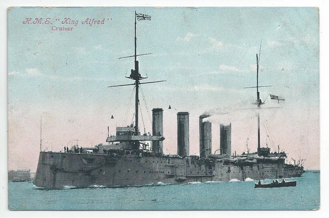 HMS KING ALFRED Drake class Armoured Cruiser Royal Navy PC 1905 EUR 14 ...