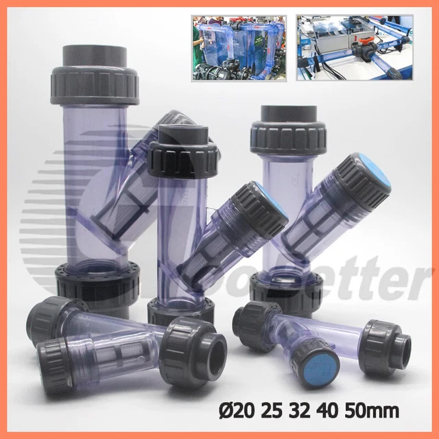 INLINE U-PVC Y Filter Water Strainer Metric ID 20 25 32 40 50mm ...