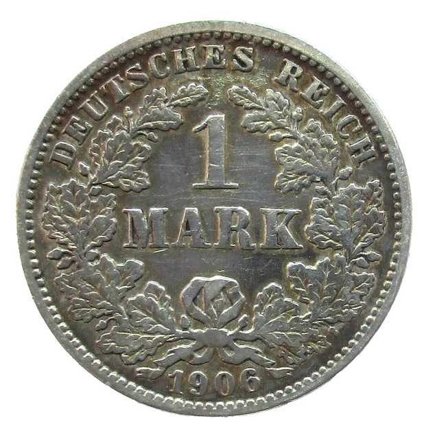 DEUTSCHES KAISERREICH 1 Mark 1906 J, großer Adler, Jaeger 17 Seltener ...