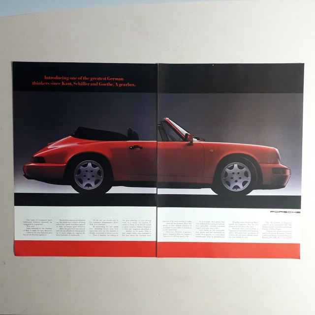 PORSCHE 911 ORIGINAL 1989 Double page Paper Magazine Advert £4.95 ...