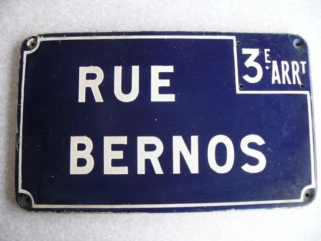 ANCIENNE PLAQUE DE rue émaillée de Lille Rue BERNOS début XXème EUR 40,00 - PicClick FR