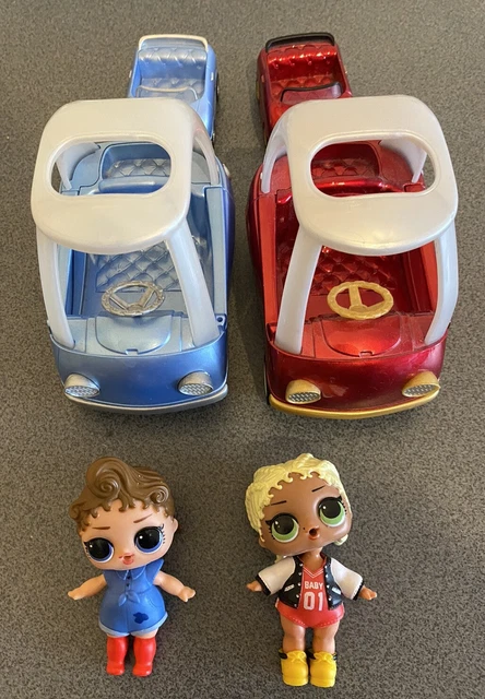 LOL SURPRISE DOLLS Pair Little Tikes Cosy Coupe Cars With Trailer X2 ...