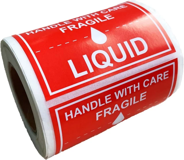 FRAGILE LIQUID HANDLE with Care Warning Stickers 2*3Inch Liquid ...