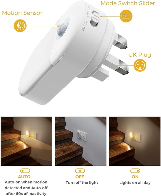 LED MOTION SENSOR Night Light Plug into Wall, 1 Pack, Motion Sensor ...
