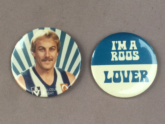 2 X VINTAGE NORTH MELBOURNE Football Club BADGE - Malcolm BLIGHT ...