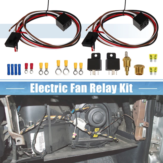 DUAL ELECTRIC FAN Relay Kit with Thermostatic Sensor Switch 185 On 175 ...