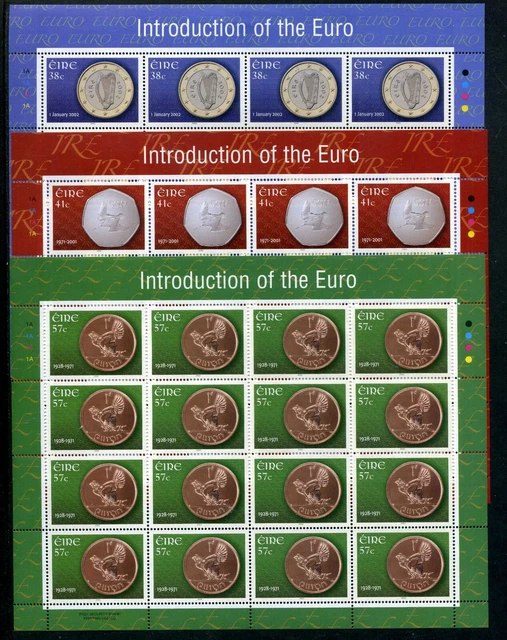 2002 IRELAND INTRODUCTION of the Euro 38c, 41c & 57c Sheetlets 1A1A1A1A ...