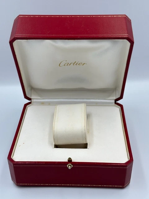 VINTAGE ORIGINE CARTIER Boîte à montre rouge coffret bois cuir Livret ...