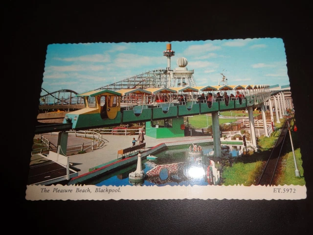 THE PLEASURE BEACH Blackpool Monorail Roller Coaster Postcard c1970s ...