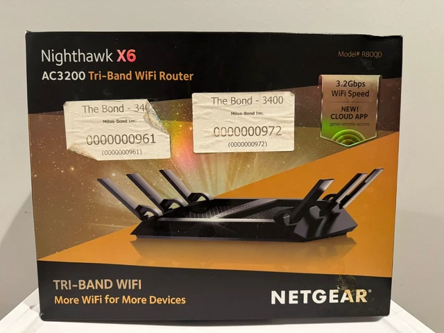 NETGEAR NIGHTHAWK X6 AC3200 Tri-Band WiFi Router Model R8000 $28.70 ...