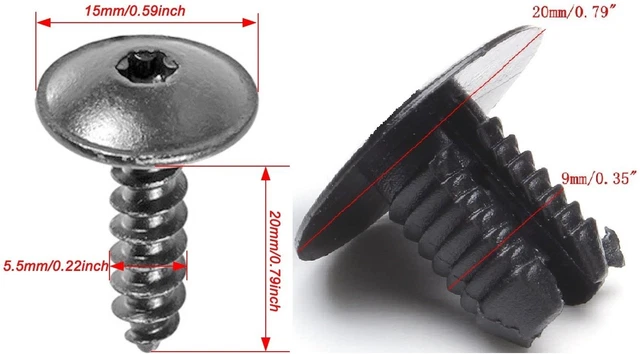 FIT TOYOTA WHEEL Arch Lining Trim Screw Rivet Black Metal Fasteners ...