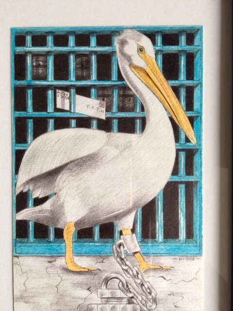 ORIGINAL INMATE PRISON Art Colored Pens Pelican Alcatraz Cell Mail Call ...