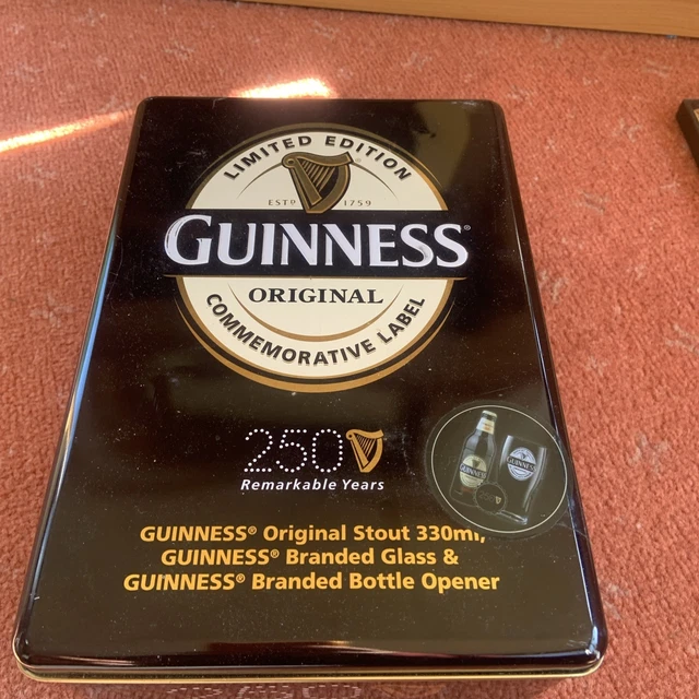 GUINNESS COLLECTABLES TIN Glass & Bottle Opener Black Home Bar Limited Edition £16.32 - PicClick UK