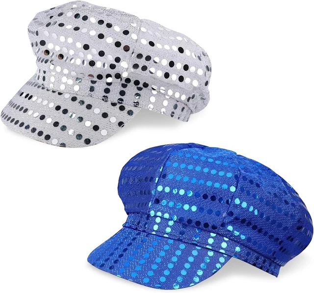 2 PACK SEQUIN Hat Glitter Hat Cap Abba Hat for Women Girls Disco Hat ...