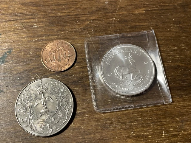 SILBERMÜNZE KRÜGERRAND 2026 1 Oz ST + Gedenkkrone Queen Elizabeth ...