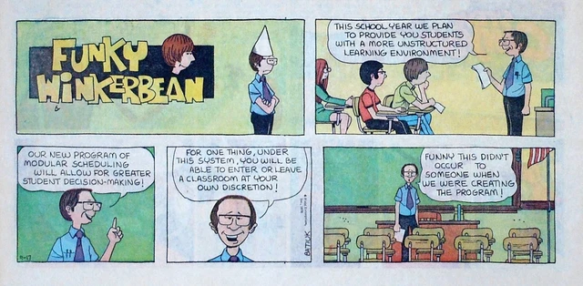 FUNKY WINKERBEAN BY Tom Batiuk - 1st year! - lot of 12 Sunday comics ...