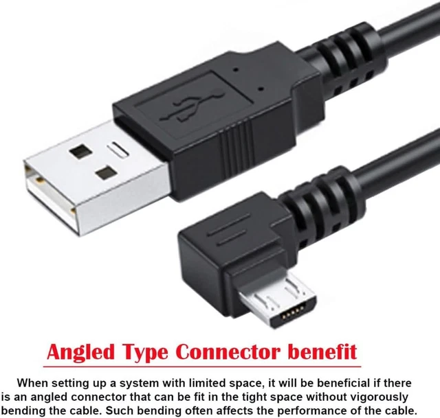 CY USB 2.0 Type a Male to Micro USB Male 90 Degree Left Angled Data ...