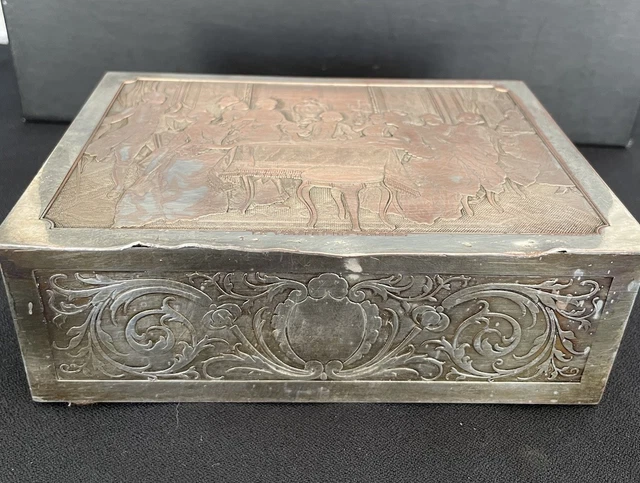 COFFRET A BIJOUX Metal Argente Ancien/Joaillerie/Jewelry Box/8072V9 EUR ...