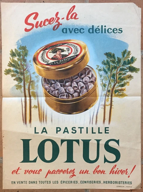 AFFICHE ANCIENNE PUB Pastille Lotus Circa 1950 EUR 10,00 - PicClick FR