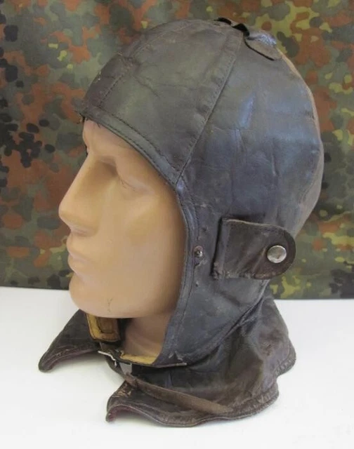 WW2 ORIGINAL GERMAN Luftwaffe Pilot Winter Leather Flight Helmet £259. ...