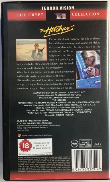THE HITCHER (1986) VHS PAL 1995 Warner Terror Vision Release ...