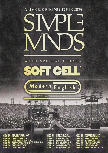 SIMPLE MINDS (BAND) Alive & Kicking 2025 North America Tour Poster ...