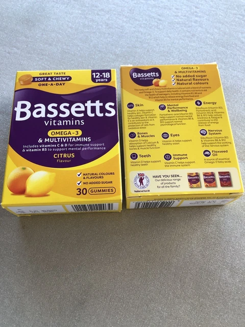 2 X PACKS Bassetts Multivitamins with Omega-3 for 12-18 Years 😊 £7.05 ...