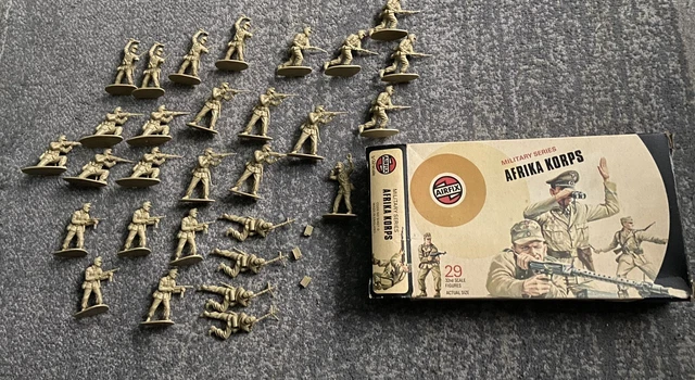 VINTAGE AIRFIX AFRIKA Korps Soldiers Figures Target Box 1/32 Africa ...