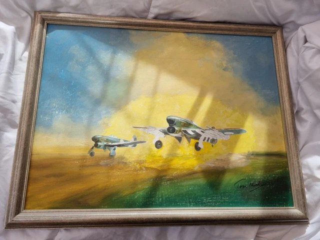 WW2 OIL PAINTING by Tom Neil RAF Battle of Britain pilot: D-Day Typhoon ...
