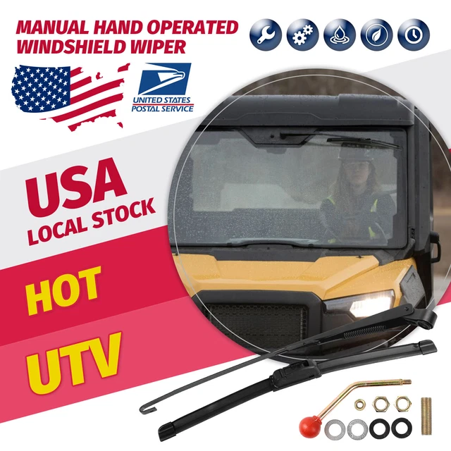 UNIVERSAL KIT UTV Manual Hand Operated Windshield Window Wiper Rubber ...