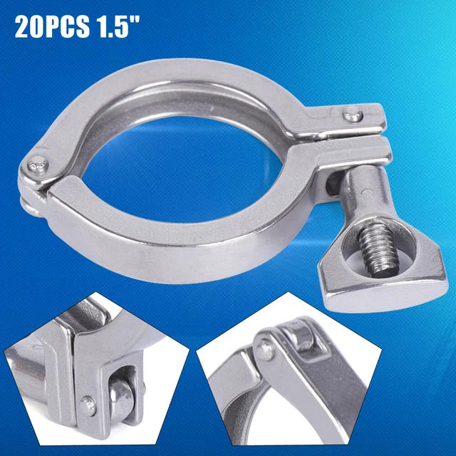 20 PACK SANITARY 1.5" Tri Clamp Stainless Sewage Treatment Quick ...