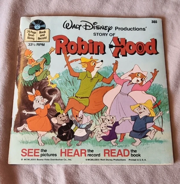 VINTAGE WALT DISNEY read along book and 7"record- Robin Hood £14.00 ...
