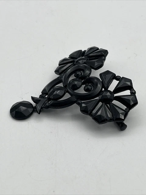 GRAND BIJOU ANCIEN Broche En Jais Serti Facetté Art-Nouveau 1900 ...