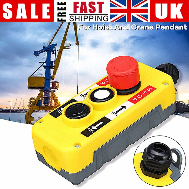PUSH BUTTON SWITCH With Emergency Stop For Hoist Crane Pendant Control ...