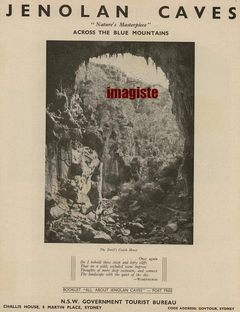 VINTAGE AUSTRALIAN ADVERTISEMENT (1940): Jenolan Caves / South ...