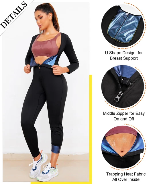 SAUNA SUIT FOR Women Full Body Compression Suit Sweat Jumpsuit Waist ...