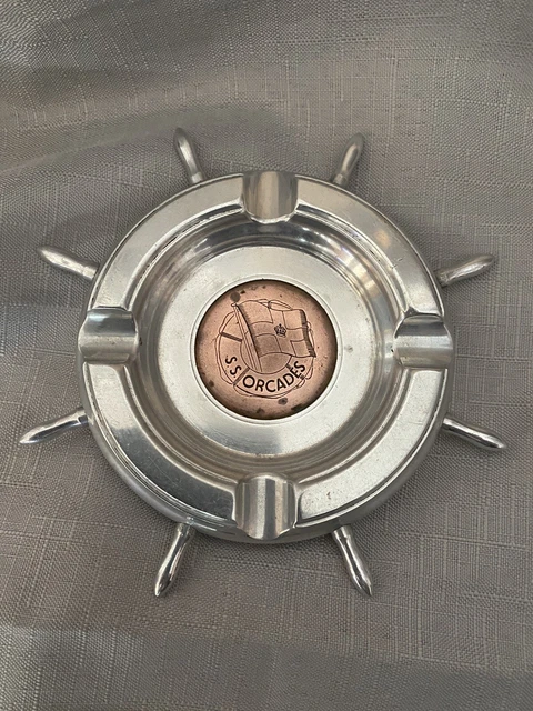 SS ORCADES VINTAGE Orient Line Ships Wheel Ashtray Shipping Line ...