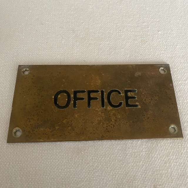 VINTAGE BRASS OFFICE Door Sign Door Furniture Heavy Gauge Brass £25.00 ...