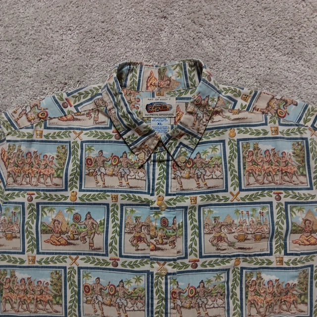 REYN SPOONER ART Of Eddy Y Button Shirt Mens Size XL Pyramid Myan Aztec ...