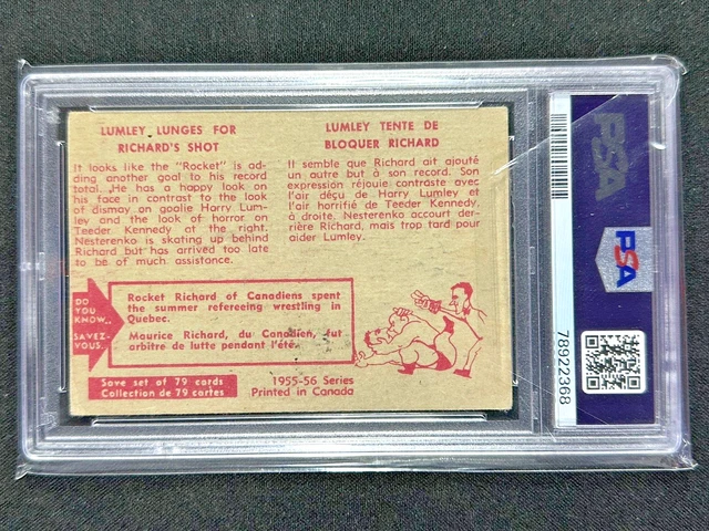 MAURICE RICHARD TESTS Lumley 1955-56 Parkhurst #73 PSA 3 VG $514.52 ...