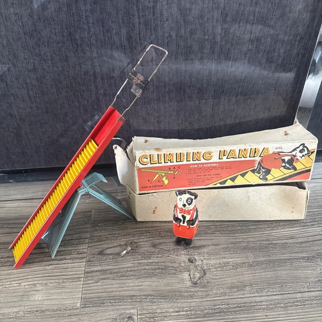 RARE VINTAGE 1930S–40S Tin Wind-Up “Climbing Panda” Toy Made Great ...