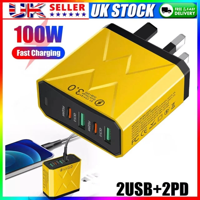 100W USB C Charger Plug 4-Port Type C PD Fast Charging Wall Power ...