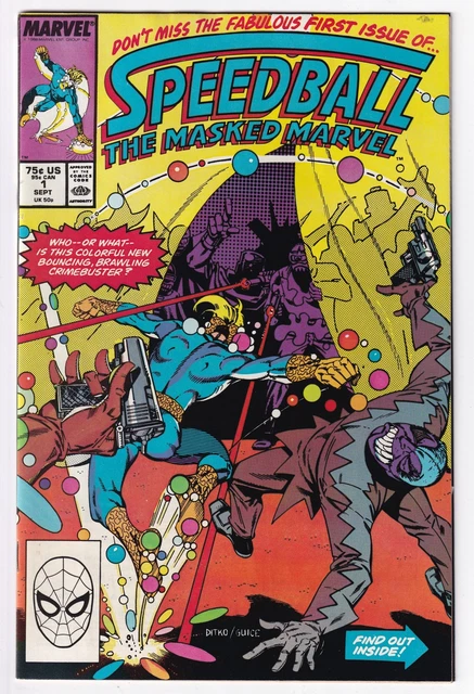 MARVEL SPEEDBALL THE Masked Marvel # 1 bande dessinée 1988 Steve Ditko ...
