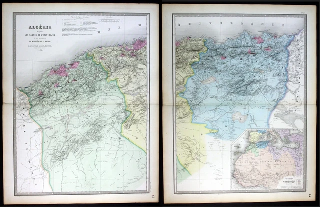 1862 ALGÉRIE NORTH Africa Afrique Map Carte Andriveau Goujon EUR 49,37 ...